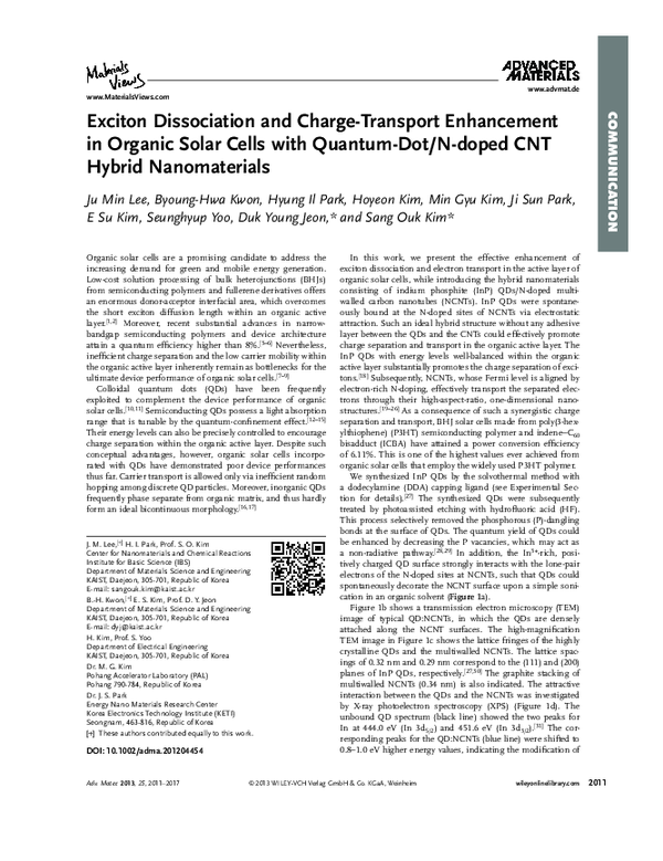 (PDF) Exciton Dissociation and Charge-Transport Enhancement in Organic ...