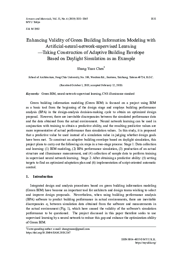 Pdf Enhancing Validity Of Green Building Information Modeling With Artificial Neural Network