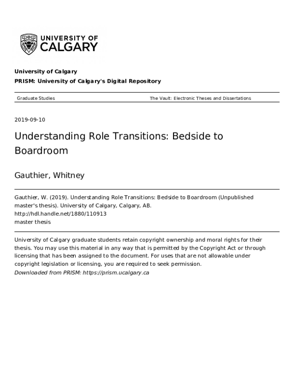 (PDF) Understanding Role Transitions: Bedside to Boardroom