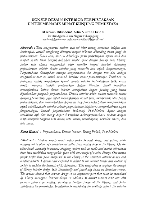 Pdf Konsep Desain Interior Perpustakaan Untuk Menarik Minat Kunjung