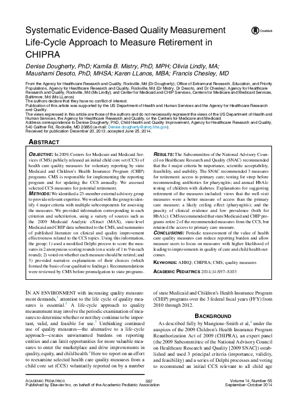 (PDF) Systematic Evidence-Based Quality Measurement Life-Cycle Approach ...