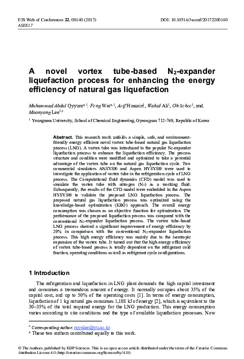 (PDF) A novel vortex tube-based N2-expander liquefaction process for enhancing the energy ...