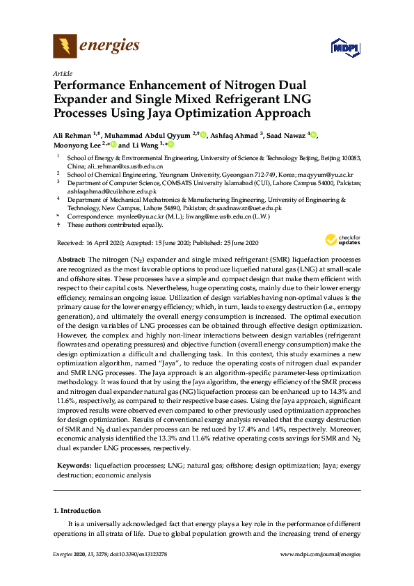(PDF) Performance Enhancement of Nitrogen Dual Expander and Single ...