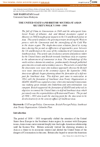 (PDF) The United States and British Southeast Asian Security Policy ...