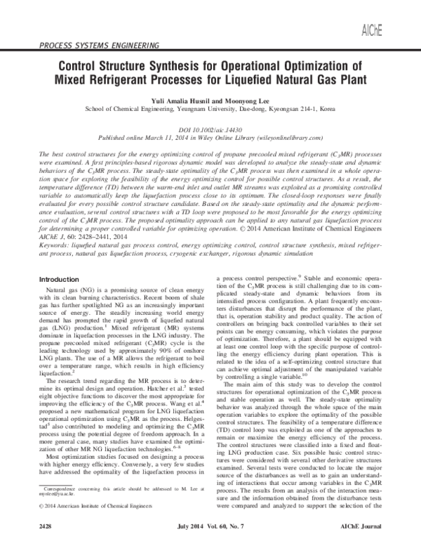 (PDF) Control structure synthesis for operational optimization of mixed refrigerant processes ...