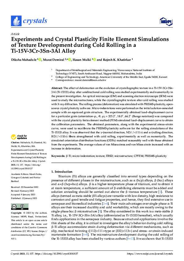 Pdf Crystallographic Texture Evolution In Ti 35nb Alloy Deformed By