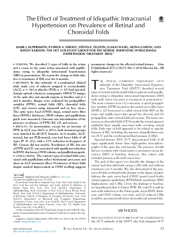(PDF) The Effect of Treatment of Idiopathic Intracranial Hypertension ...