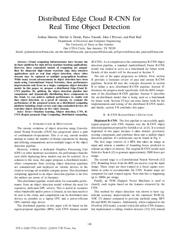 Pdf Distributed Edge Cloud R Cnn For Real Time Object Detection