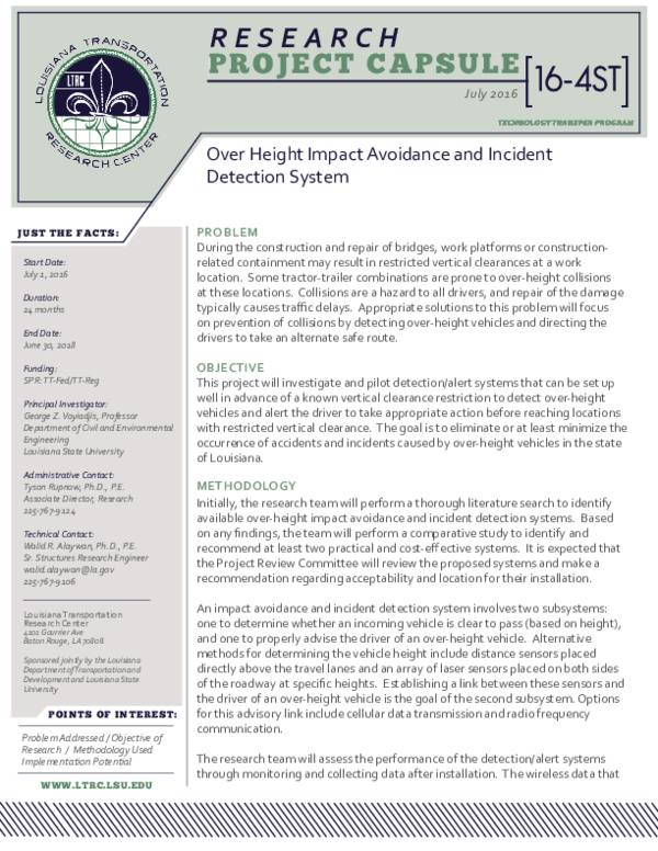 (PDF) Over Height Impact Avoidance and Incident Detection System