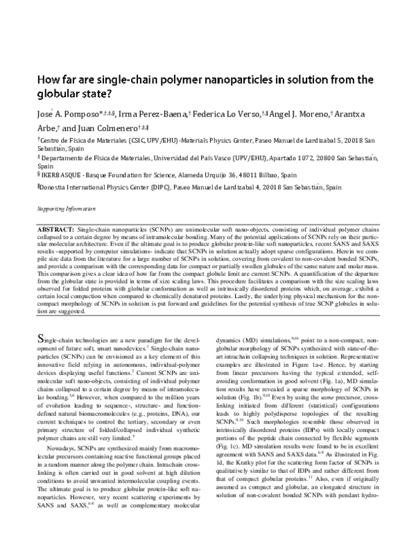 (PDF) How Far Are Single-Chain Polymer Nanoparticles in Solution from ...
