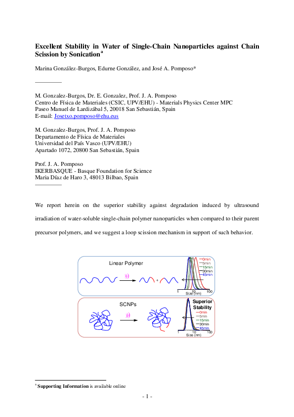 (PDF) Excellent Stability in Water of Single-Chain Nanoparticles ...