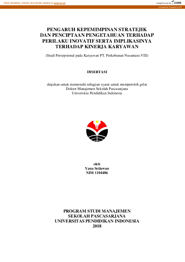 (PDF) PENGARUH KEPEMIMPINAN STRATEJIK DAN PENCIPTAAN PENGETAHUAN TERHADAP PERILAKU INOVATIF ...