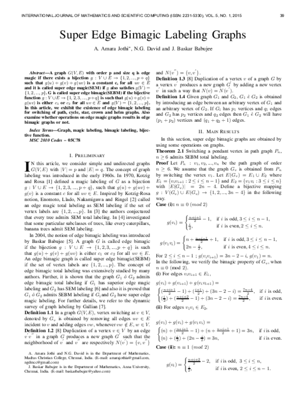(PDF) Super Edge Bimagic Labeling Graphs