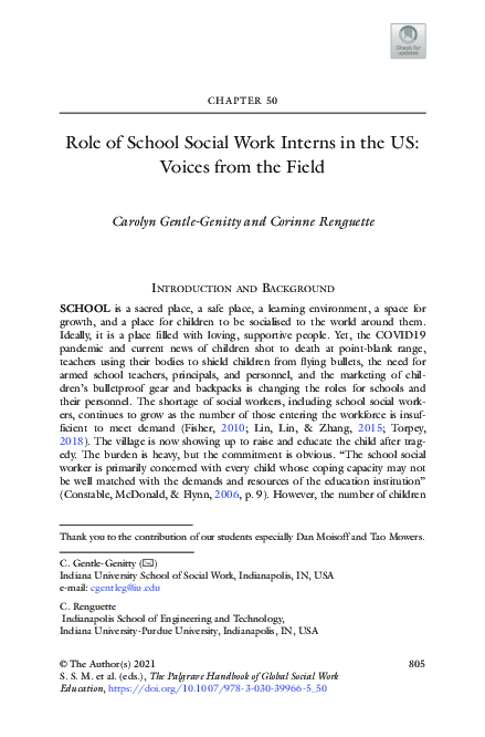 (PDF) Role of School Social Work Interns in the US: Voices from the Field