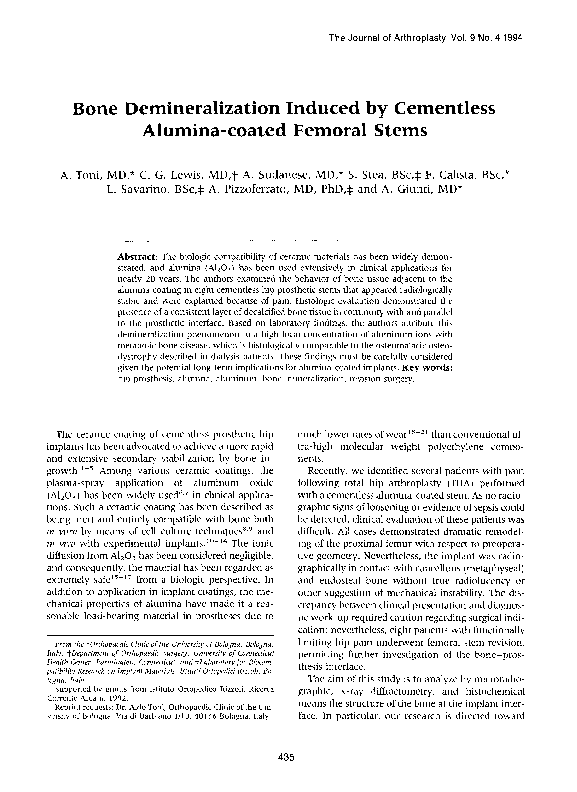 (PDF) Bone demineralization induced by cementless alumina-coated ...