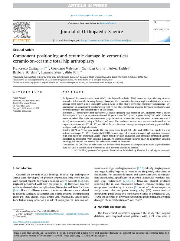 (PDF) Component positioning and ceramic damage in cementless ceramic-on ...