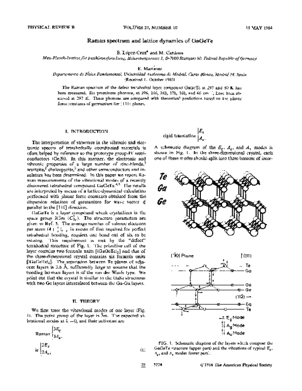 (PDF) Raman spectrum and lattice dynamics of GaGeTe