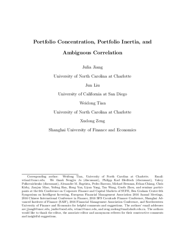 (PDF) Portfolio concentration, portfolio inertia, and ambiguous ...