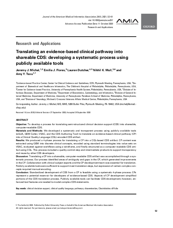 (PDF) Translating an evidence-based clinical pathway into shareable CDS ...