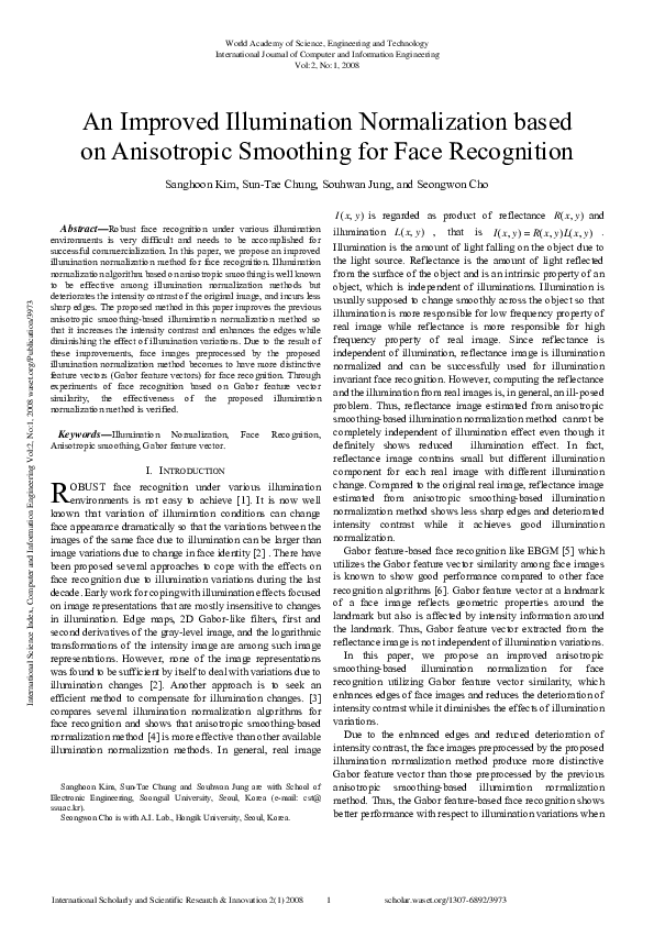 Pdf An Improved Illumination Normalization Based On Anisotropic