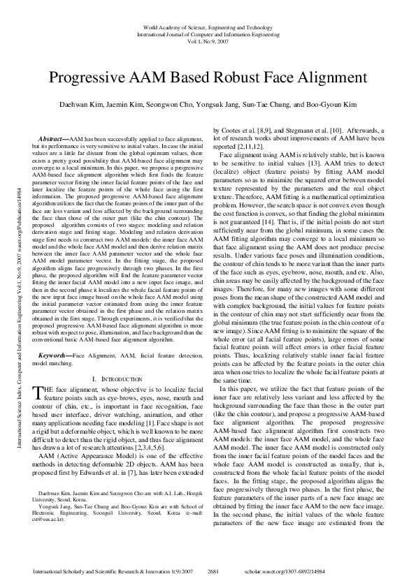 (PDF) Progressive Aam Based Robust Face Alignment