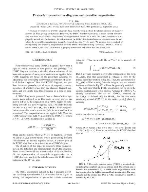 (PDF) First-order reversal-curve diagrams and reversible magnetization