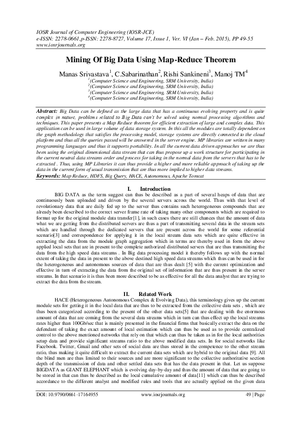 (PDF) Mining Of Big Data Using Map-Reduce Theorem