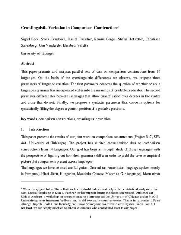 (PDF) Crosslinguistic variation in comparison constructions