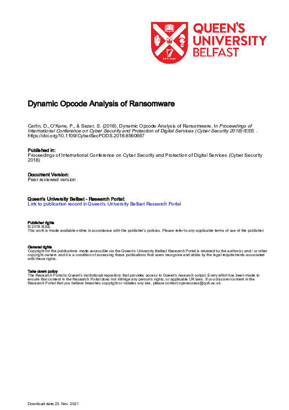 (PDF) Dynamic Opcode Analysis of Ransomware