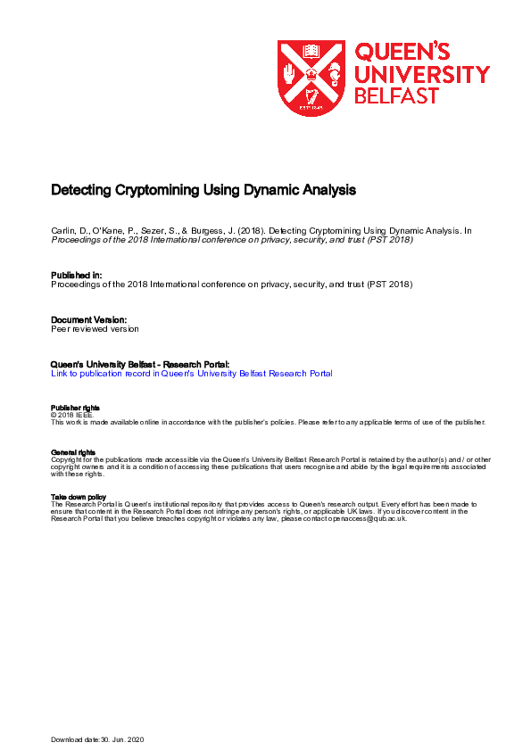 Pdf Detecting Cryptomining Using Dynamic Analysis