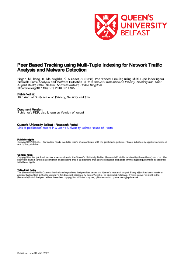 (PDF) Peer Based Tracking using Multi-Tuple Indexing for Network Traffic Analysis and Malware ...