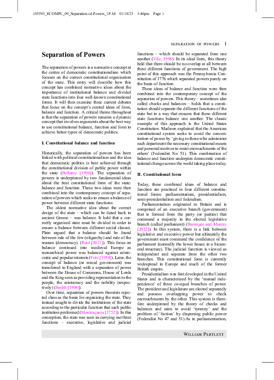 (PDF) Separation of Powers