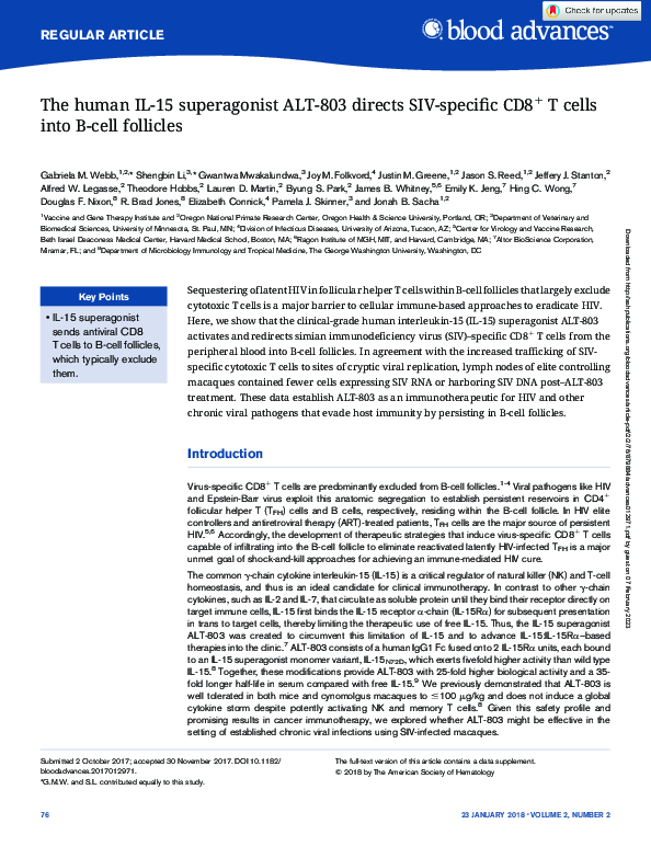 (PDF) The human IL-15 superagonist ALT-803 directs SIV-specific CD8+ T ...