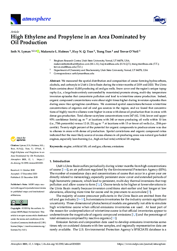 (PDF) High Ethylene and Propylene in an Area Dominated by Oil Production