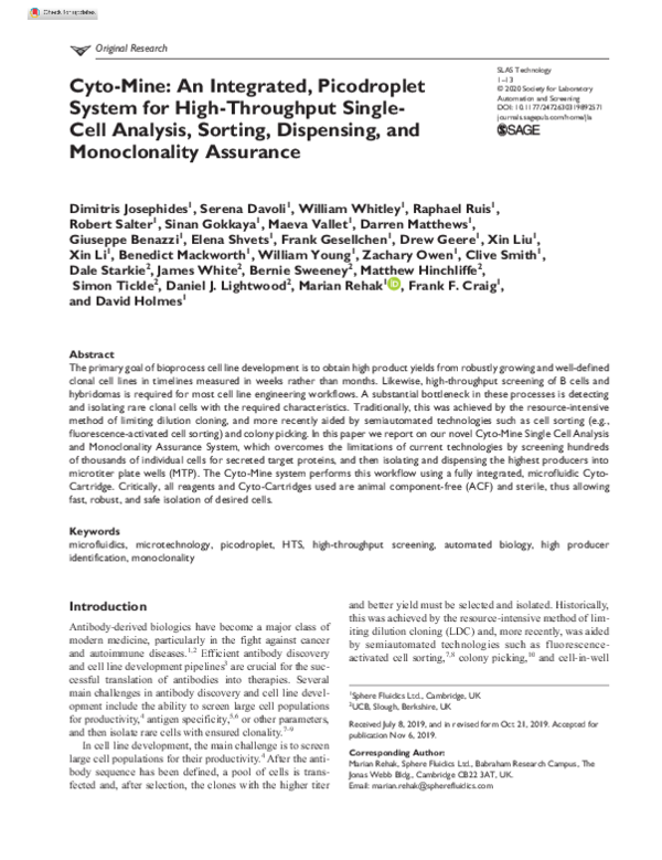 (PDF) Cyto-Mine: An Integrated, Picodroplet System for High-Throughput ...