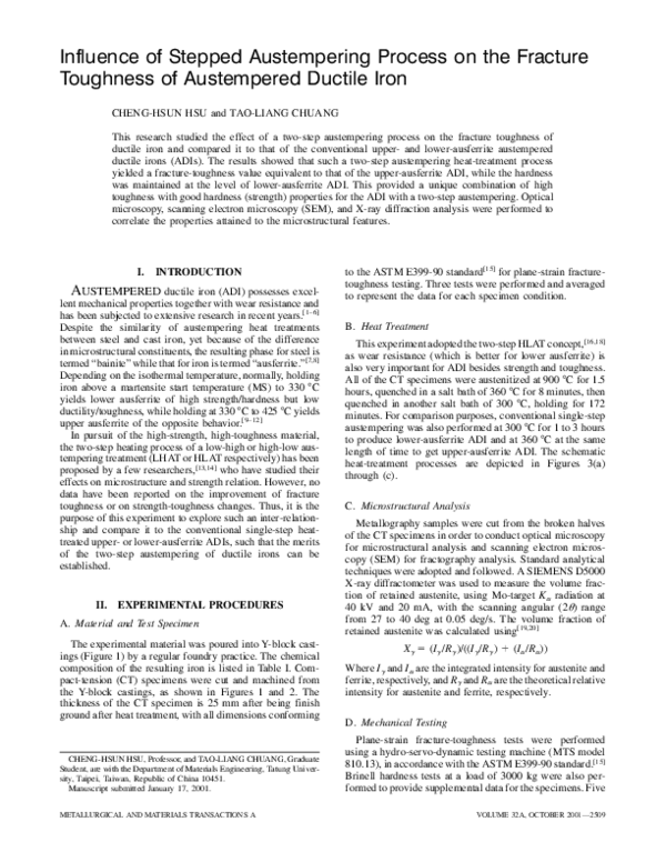 (PDF) Influence of stepped austempering process on the fracture toughness of austempered ductile ...