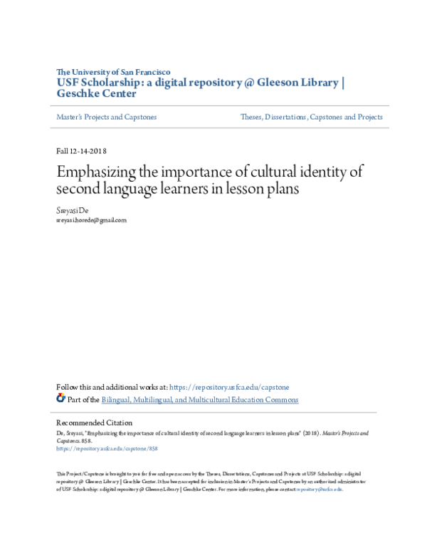 (PDF) Emphasizing the importance of cultural identity of second ...