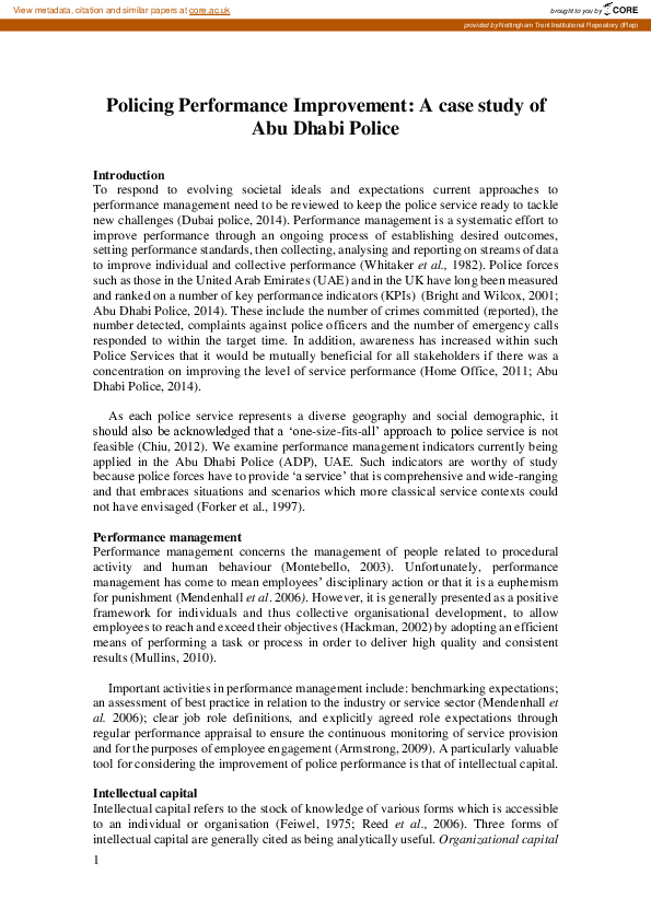 (PDF) Police performance improvement: a case study of the Abu Dhabi Police