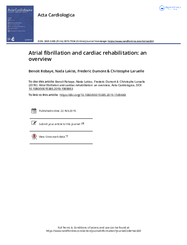 (PDF) Atrial fibrillation and cardiac rehabilitation: an overview