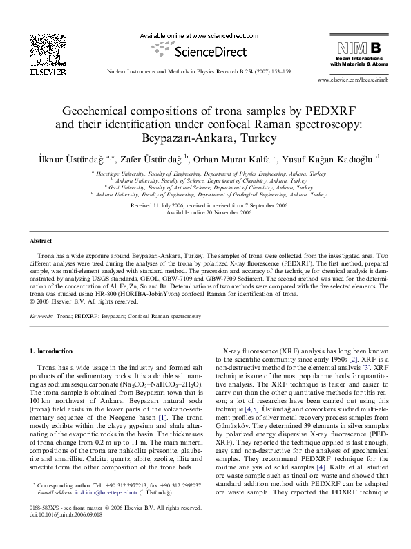 (PDF) Geochemical compositions of trona samples by PEDXRF and their ...