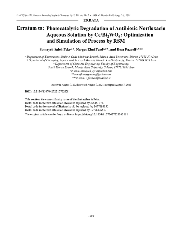 (PDF) Erratum to: Photocatalytic Degradation of Antibiotic Norfloxacin Aqueous Solution by Ce ...