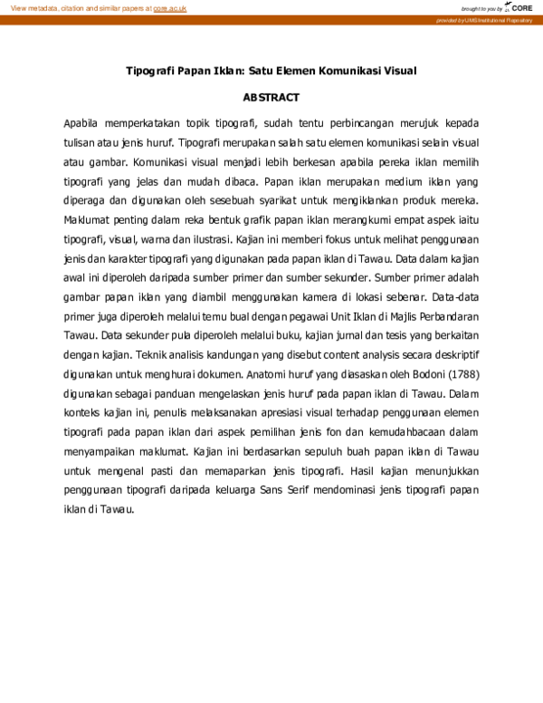 (PDF) Tipografi Papan Iklan: Satu Elemen Komunikasi Visual