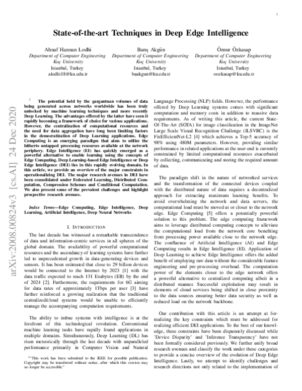 (PDF) State-of-the-art Techniques in Deep Edge Intelligence
