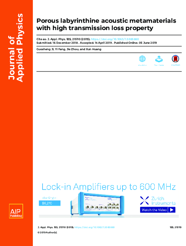 (PDF) Porous labyrinthine acoustic metamaterials with high transmission ...