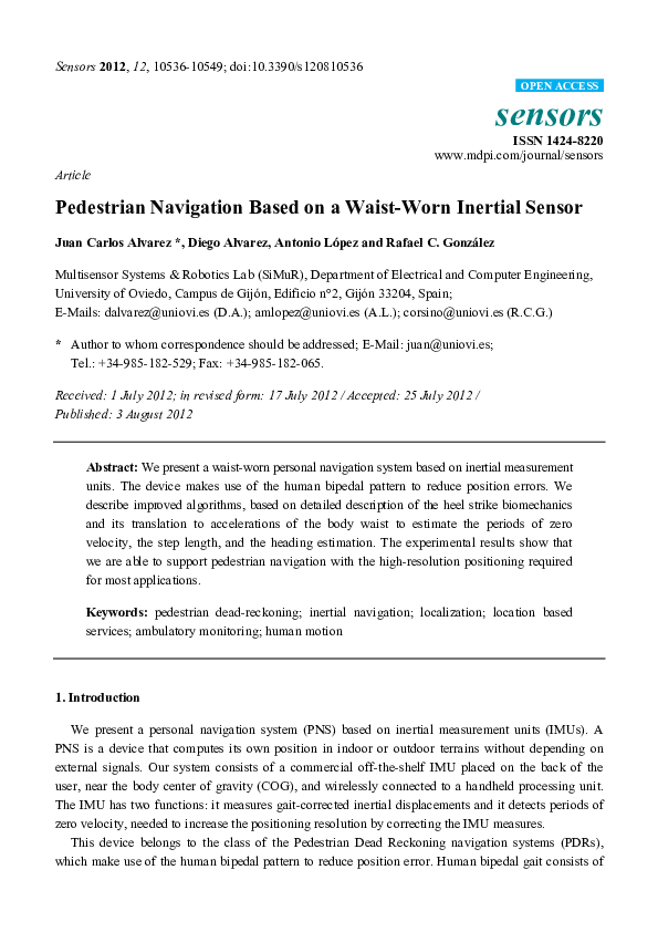 Pdf Pedestrian Navigation Based On A Waist Worn Inertial Sensor Antonio Correas Lopez