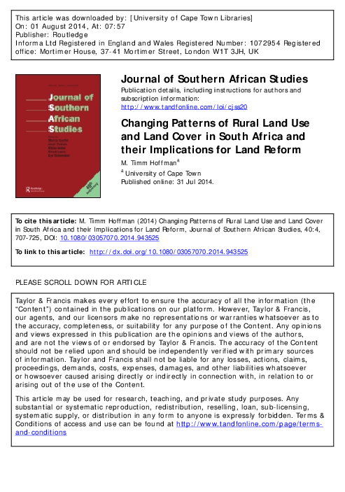 (PDF) Changing Patterns of Rural Land Use and Land Cover in South ...