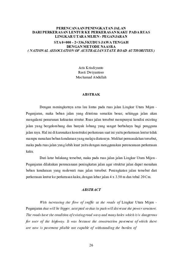 (PDF) Perencanaan Peningkatan Jalan Dari Perkerasan Lentur Ke ...