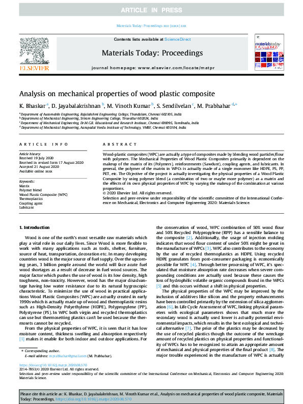 (PDF) Analysis on mechanical properties of wood plastic composite