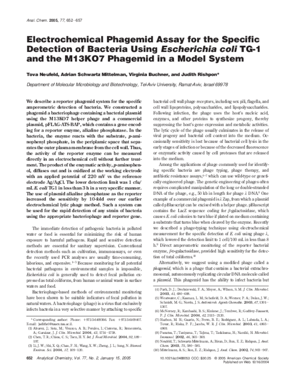 (PDF) Electrochemical Phagemid Assay for the Specific Detection of Bacteria Using Escherichia ...