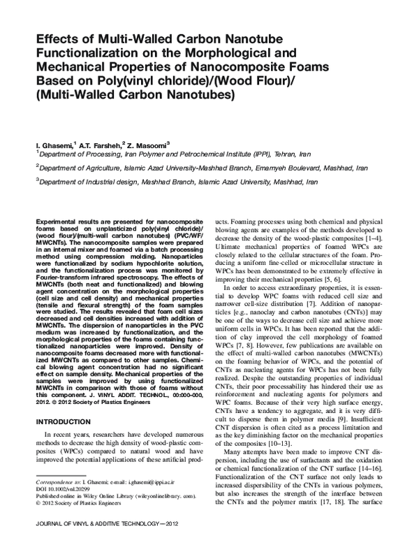 (PDF) Effects of multi-walled carbon nanotube functionalization on the ...